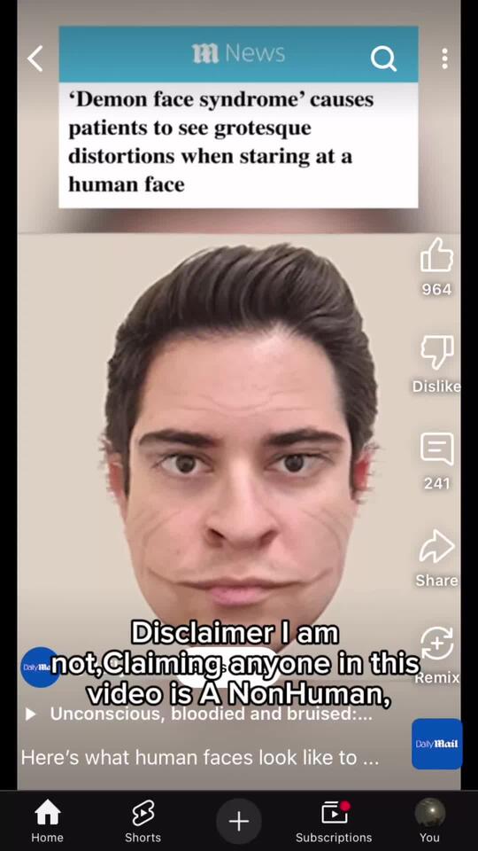 Demon face syndrome, also known as prosopometamorphopsia (PMO), is a ...