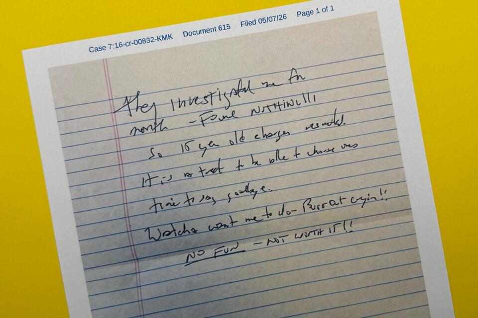 Handwriting on newly released note matches one found after Epstein’s ...