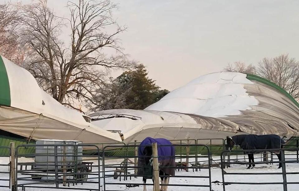 Ice storm causes horse barn, arena collapse at Locust Run Stables ...