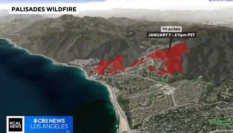 Horror 3D map shows LA consumed by wildfires as city faces being ...