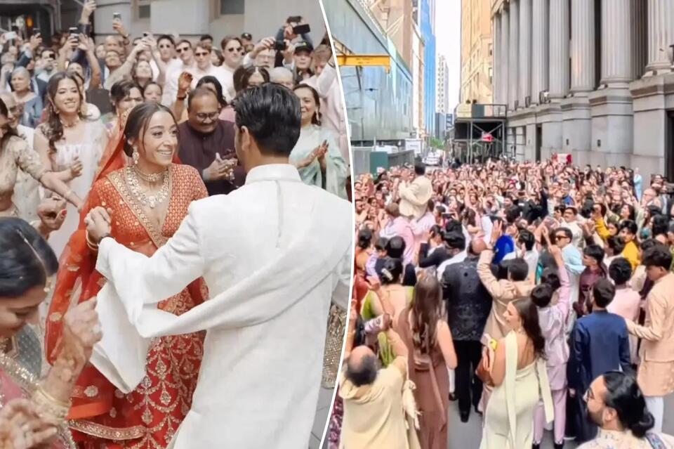 Indian couple’s extravagant wedding parade shuts down Wall Street ...