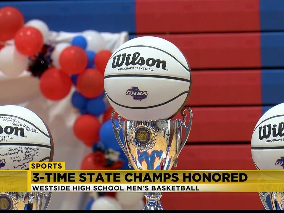 Westside High School basketball team celebrates championship rings