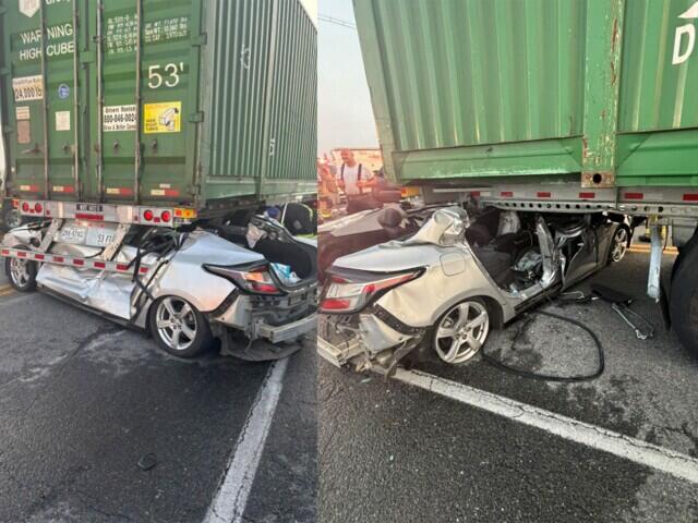 Car trapped under tractor-trailer creates scary scene in Queen Anne's ...