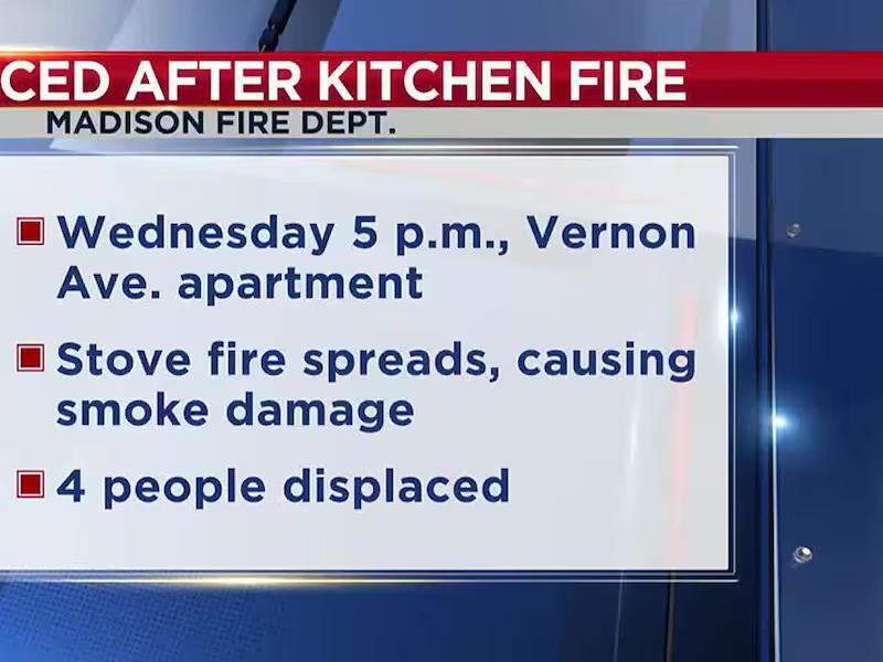 Four displaced by unattended cooking fire, Madison Fire says