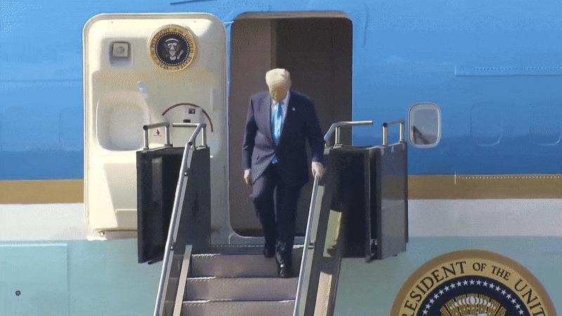 Trump, 79, Grips Railing for Dear Life While Descending Air Force One ...