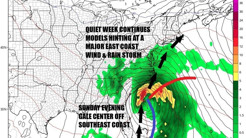 Quiet weather Florida to Maine this week however models point to another major wind & rain storm ...