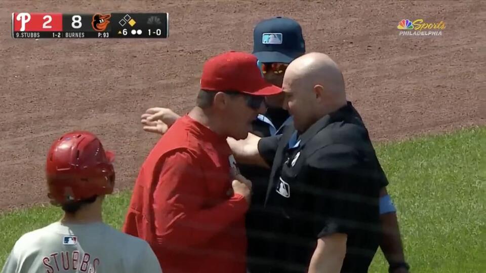WATCH: Phillies Manager Nearly Comes to Blows With Umpire Over Call ...