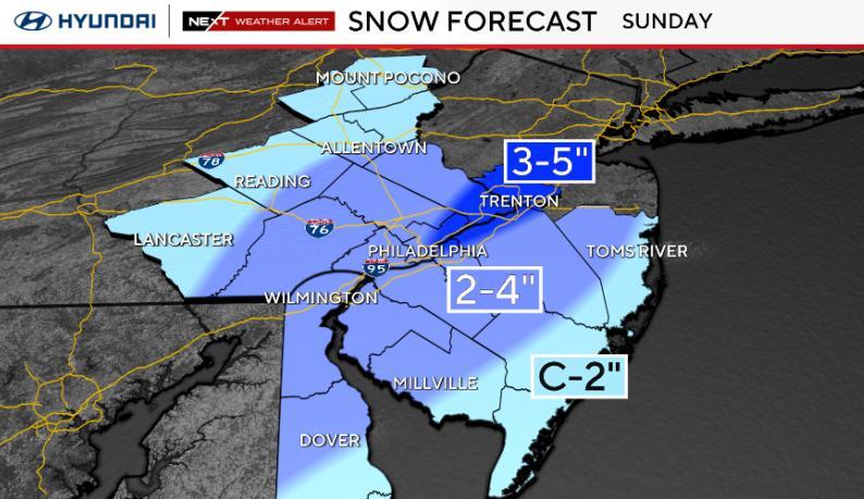 Slushy accumulating snow Sunday in Philadelphia area | NEXT Weather ...
