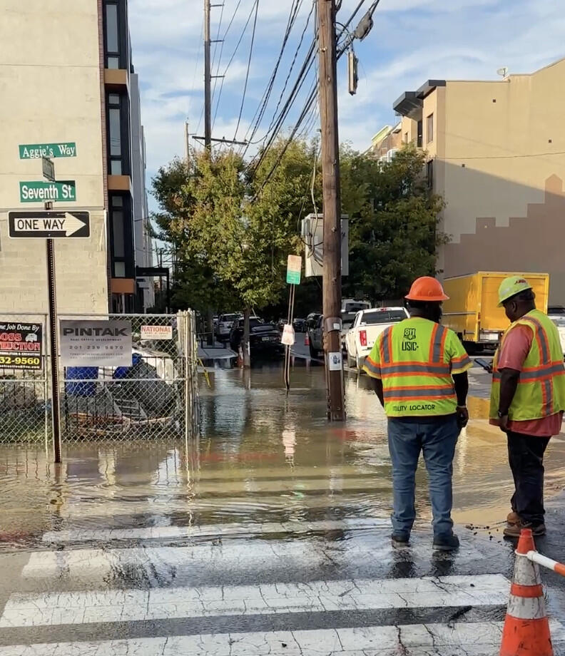 Flooding at 7th and Madison Street in Hoboken Due to Water Line Break ...