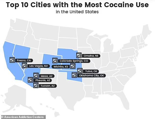 White America: Map reveals surprising American cities with most cocaine ...