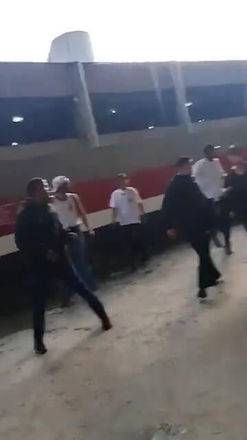 Football fans caught on camera attacking police at stadium - NewsBreak