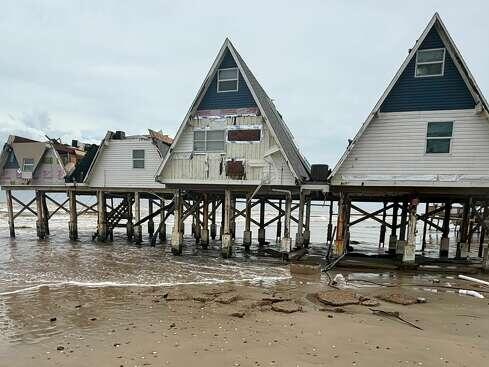 Hurricane Beryl destroys iconic A-frame beach houses in Surfside, Texas
