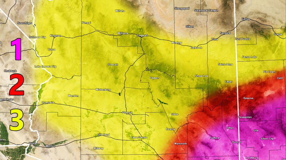 Hurricane Lorena Dynamical Forecast For Various Sections of Arizona ...