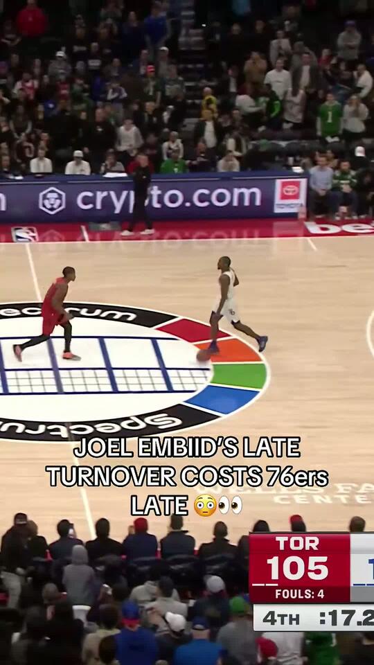 Joel Embiid turns the ball over late joelembiid 76ers nba basketball ...