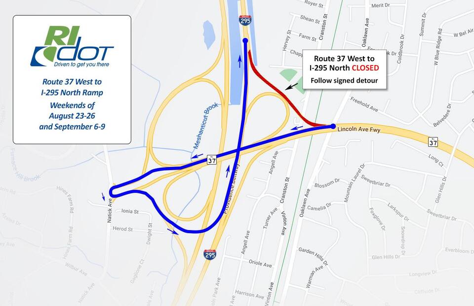RIDOT announces two-weekend-long closure for the Route 37 West to I-295 ...