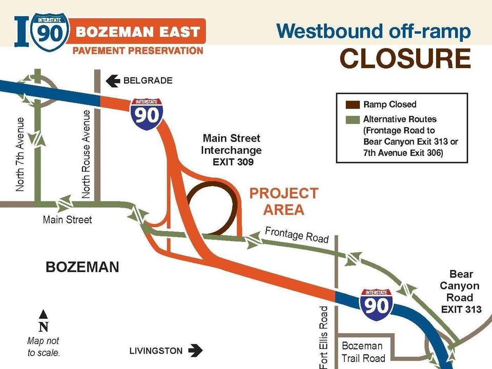I-90 westbound off-ramp at Main Street interchange in Bozeman to close ...