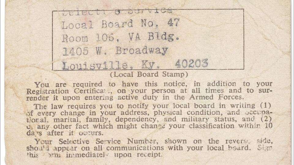 Muhammad Ali's unsigned draft card, a piece of Vietnam-era history ...