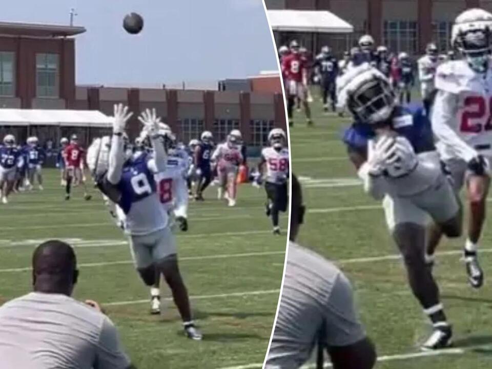 See Malik Nabers’ wild over-the-shoulder catch at Giants training camp