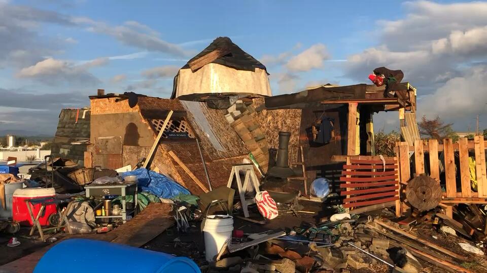 A hand built house by a homeless man. There are two bedroom, a loft ...