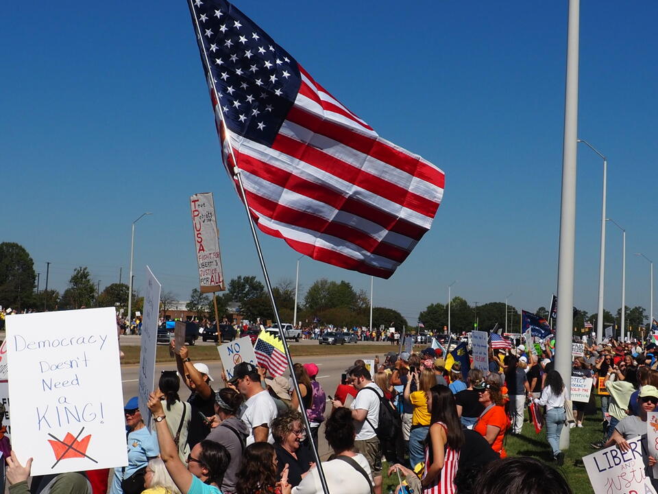 Thousands gather for No Kings protest in Raleigh to condemn Trump ...