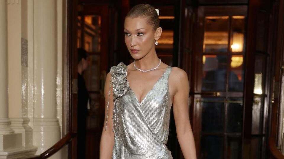 Bella Hadid Has the ‘Most Precious Smile’ Wearing Slinky Ruffle Dress ...