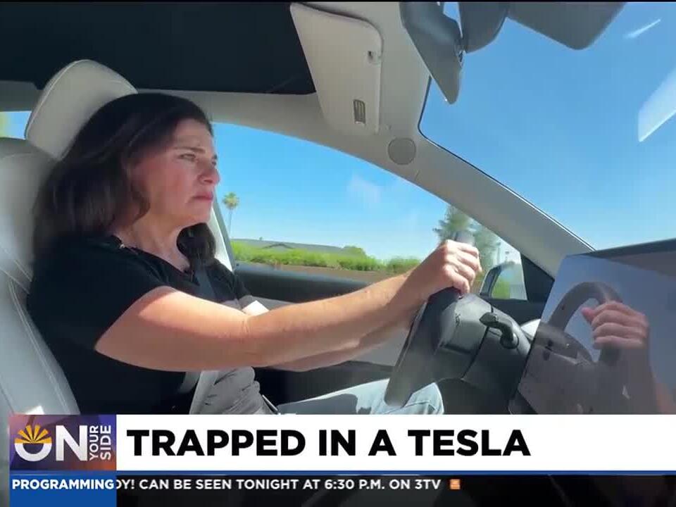 Arizona woman trapped in Tesla after battery dies