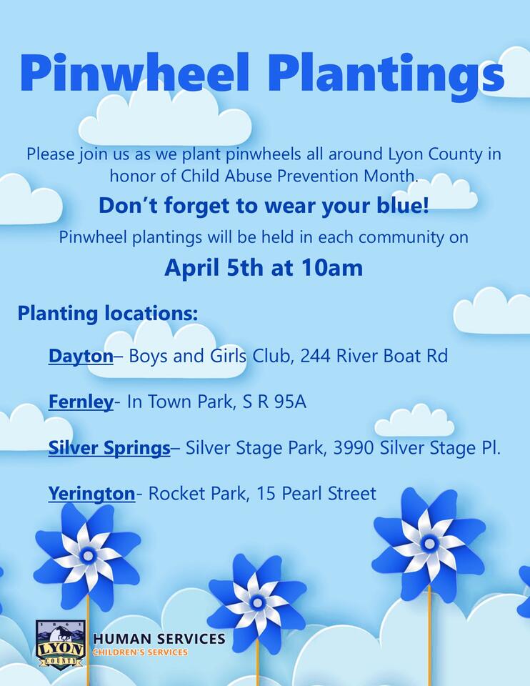 Lyon County Human Services planting pinwheels for Child Abuse ...