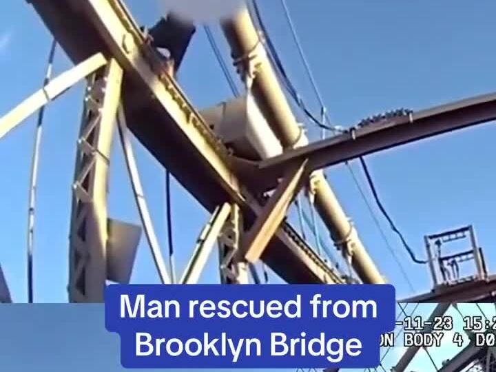 New York officers rescued a man who climbed on top of the Brooklyn ...