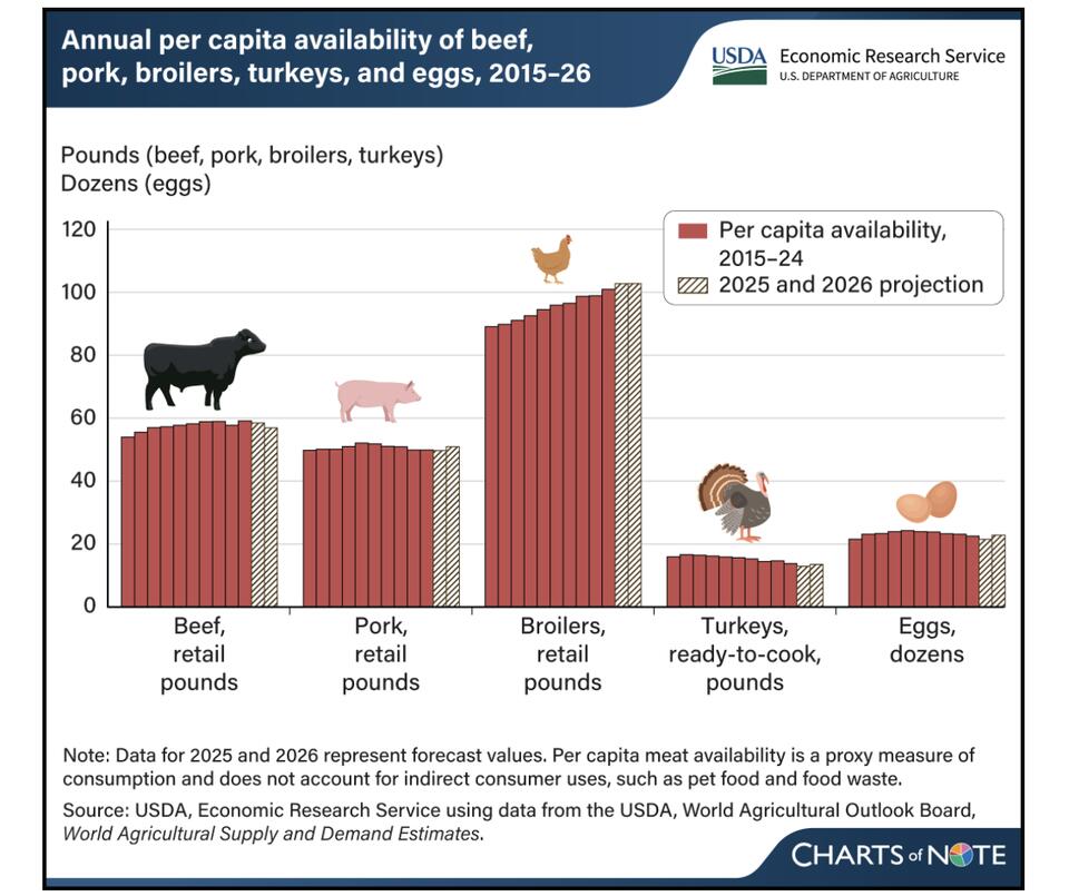 USDA: Per Capita Availability Of Red Meat And Poultry Projected Higher ...