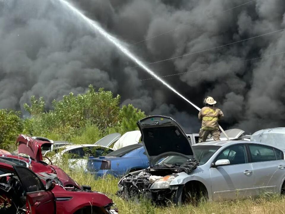 Firefighters in Waynesboro battle scrapyard fire after power line fell ...