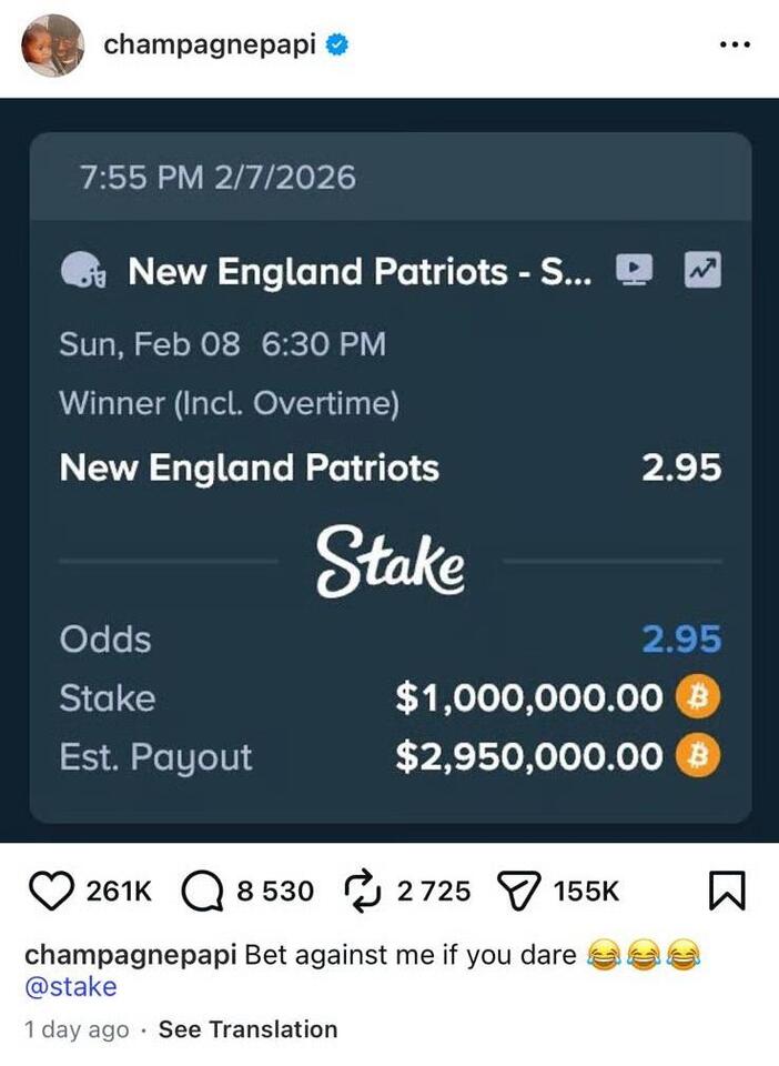 Here’s How Much Bitcoin (BTC) Drake Lost Betting on the Super Bowl ...