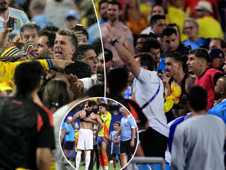 Uruguay players brawl with Colombia fans in stands in ugly Copa America ...