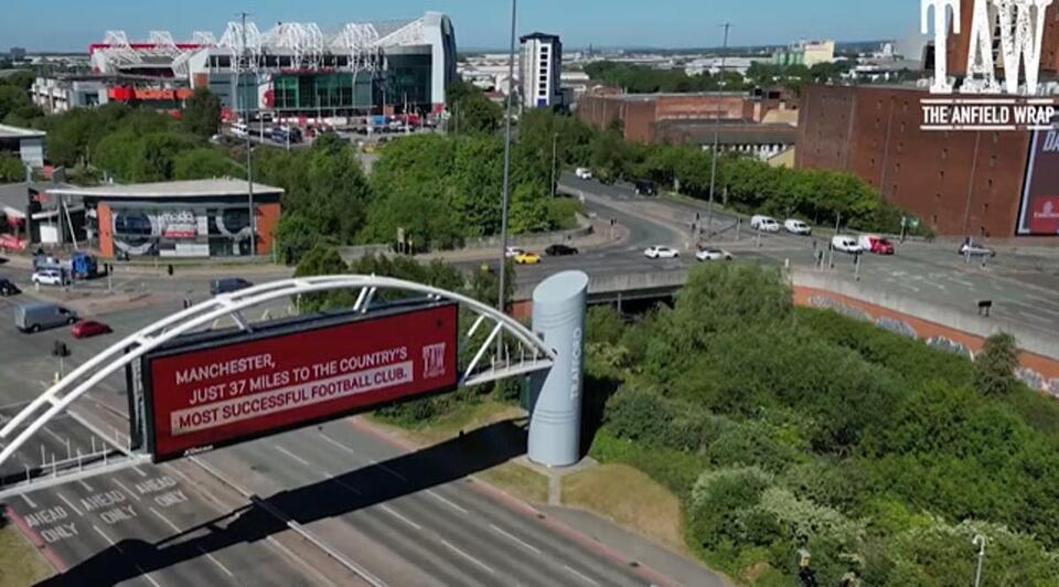 Liverpool fans troll Manchester United with huge advert near Old ...
