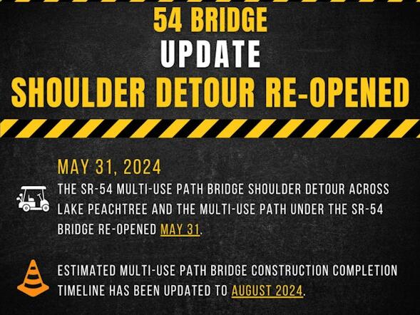 Lake Peachtree's SR-54 Multi-Use Path Bridge Detour Reopened for Public ...