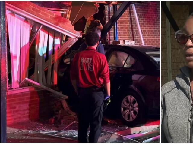 Car crashes into Detroit apartment building just after woman arrives ...