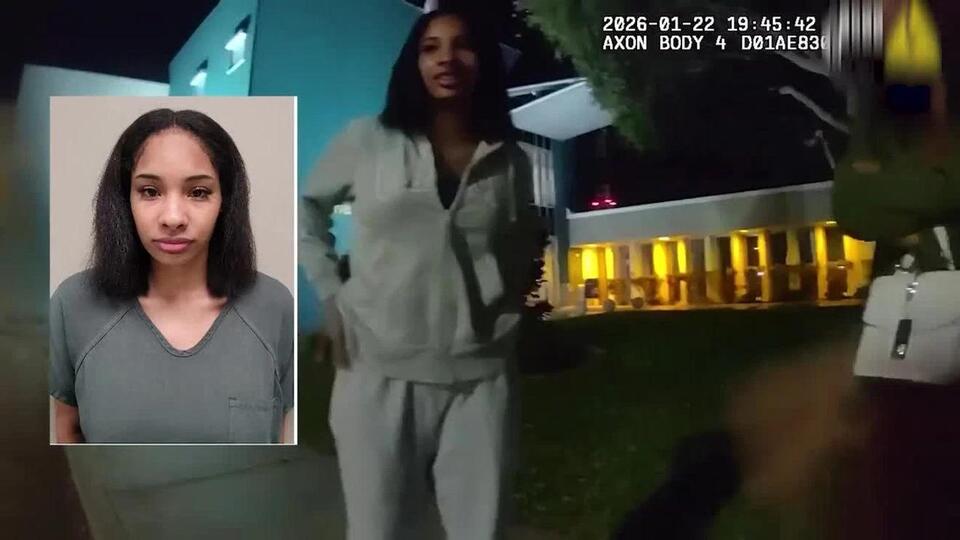 Bodycam video shows Florida fraud suspect giggling as she's placed in ...