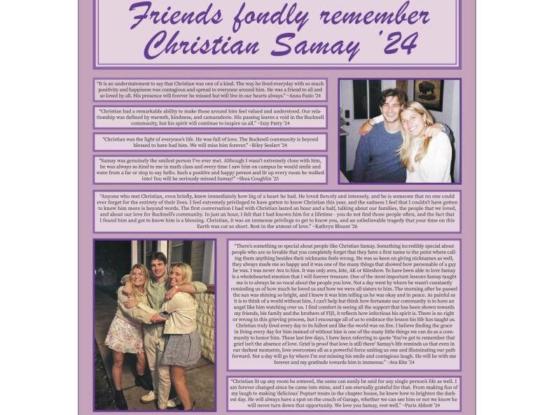 Friends fondly remember Christian Samay ’24