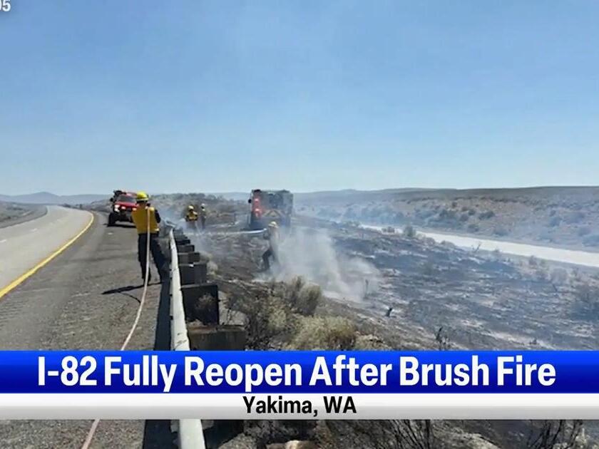 Brush fire on I-82 controlled at 4 acres