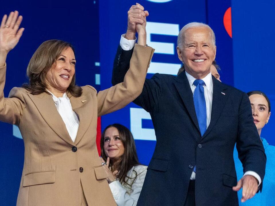 Watch: Biden and Harris hold first joint campaign event since president ...