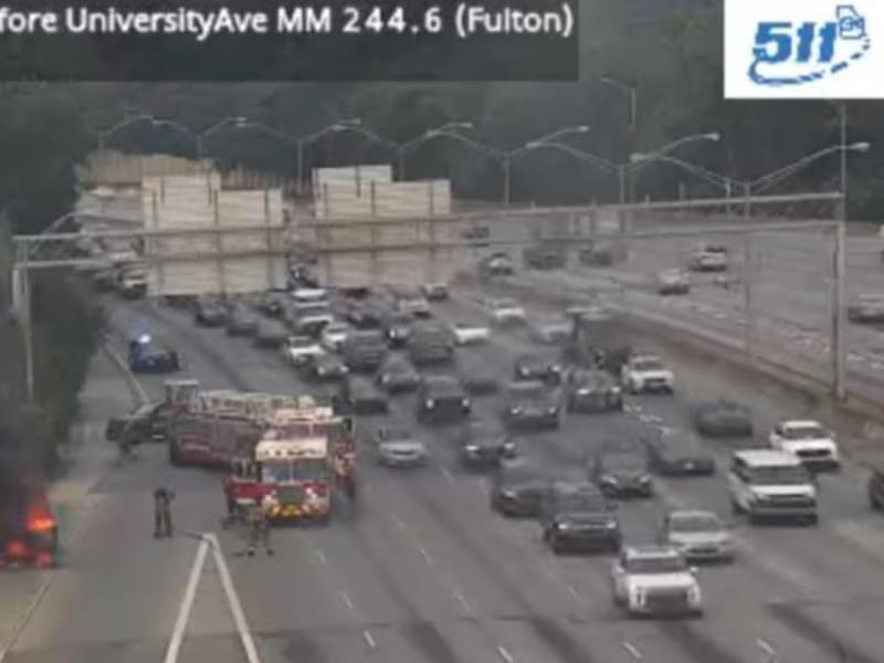 Downtown Connector fully reopened after burning car blocks lanes, GDOT says