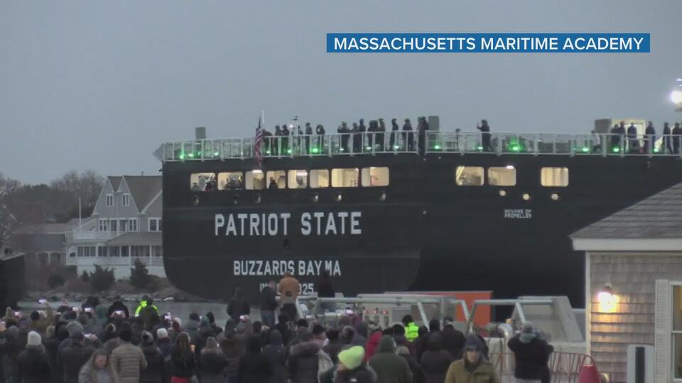 Patriot State ship docking in Tampa Bay carrying Maritime Academy ...
