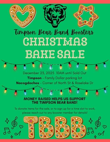 Timpson Band Boosters Christmas Bake Sale - NewsBreak