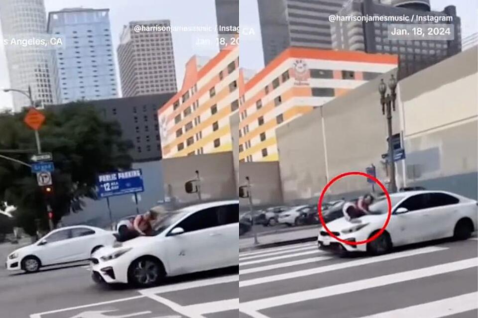 Woman Courageously Clings to Hood of Moving Car After Thief Steals Her ...
