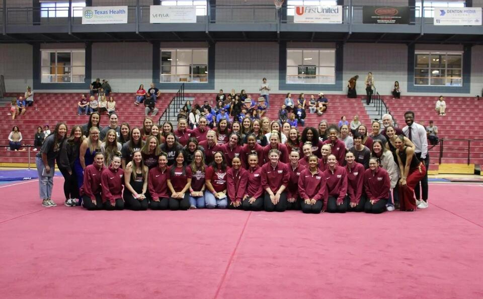 TWU gymnastics team edges past Air Force to stay undefeated at home ...