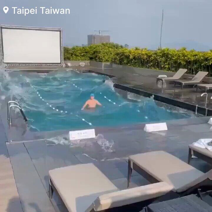 New footage captured someone swimming in a pool when the powerful 7.5 ...