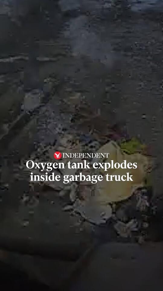 This is the harrowing moment an Oxygen tank explodes inside a garbage ...