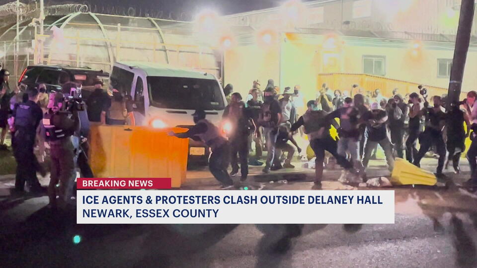 ICE agents and protesters clash outside Delaney Hall in Newark - NewsBreak
