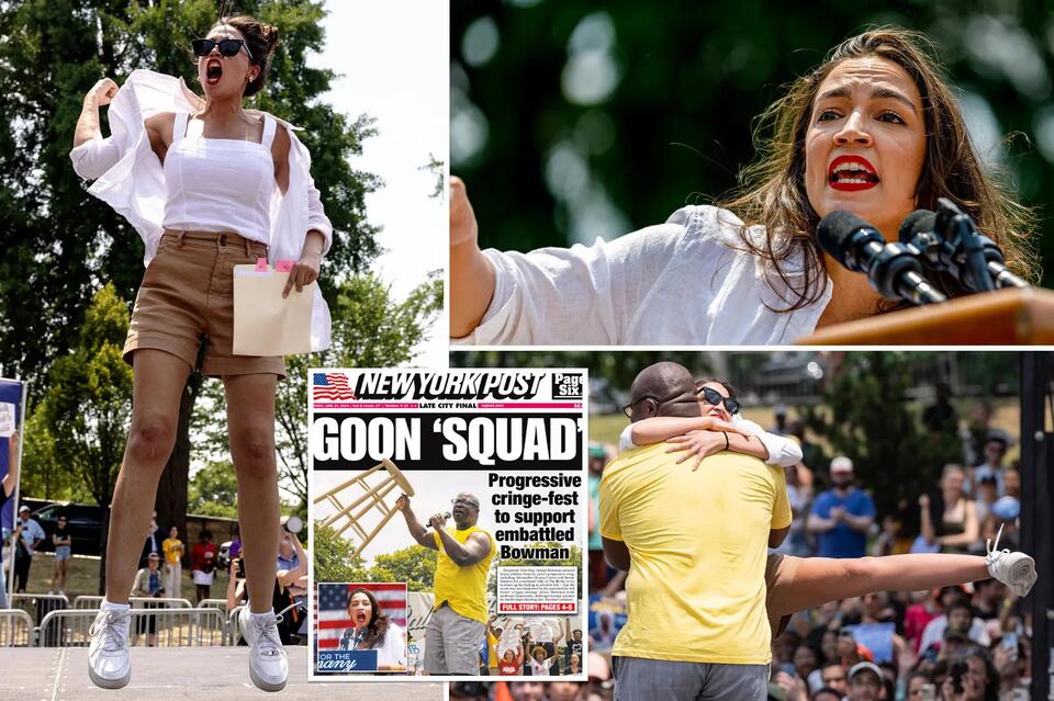AOC doubles down on bizarre, cringeworthy antics at pro-Bowman rally ...