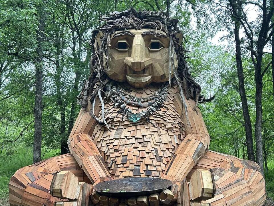 Pease Park troll sculpture burned down; investigation underway - NewsBreak