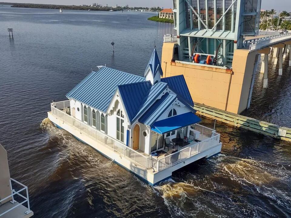 Floating chapel spotted near Tom Adams Bridge